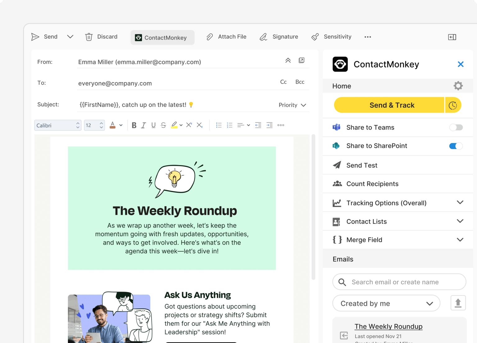 Internal Communication Email Software - ContactMonkey